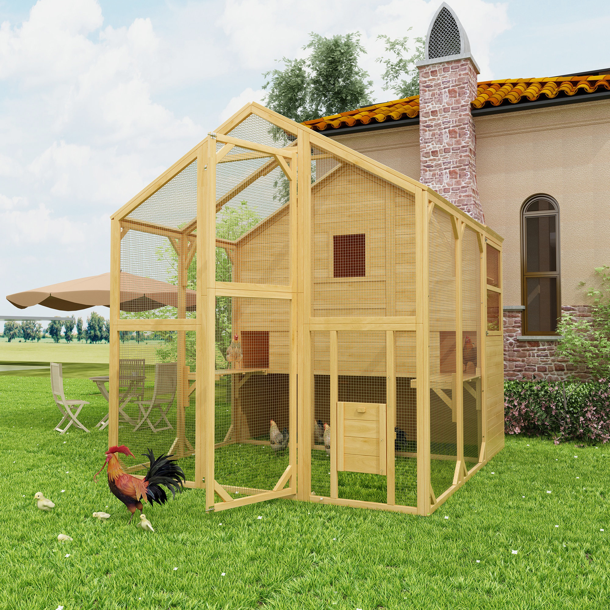 Tucker Murphy Pet™ Erminio 33.53 Square Feet Chicken Coop with Chicken ...