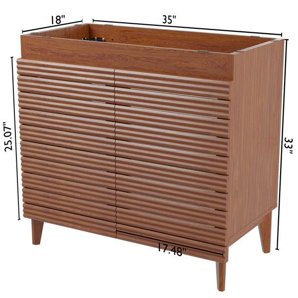 Jonathan Y Calandre 36" Slat Modern Farmhouse 2-Shelf Bath Vanity ...