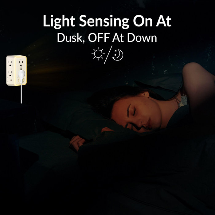 WBM SMART Multi Plug Outlet, 6-Outlet Extender with 2 USB Charging ...