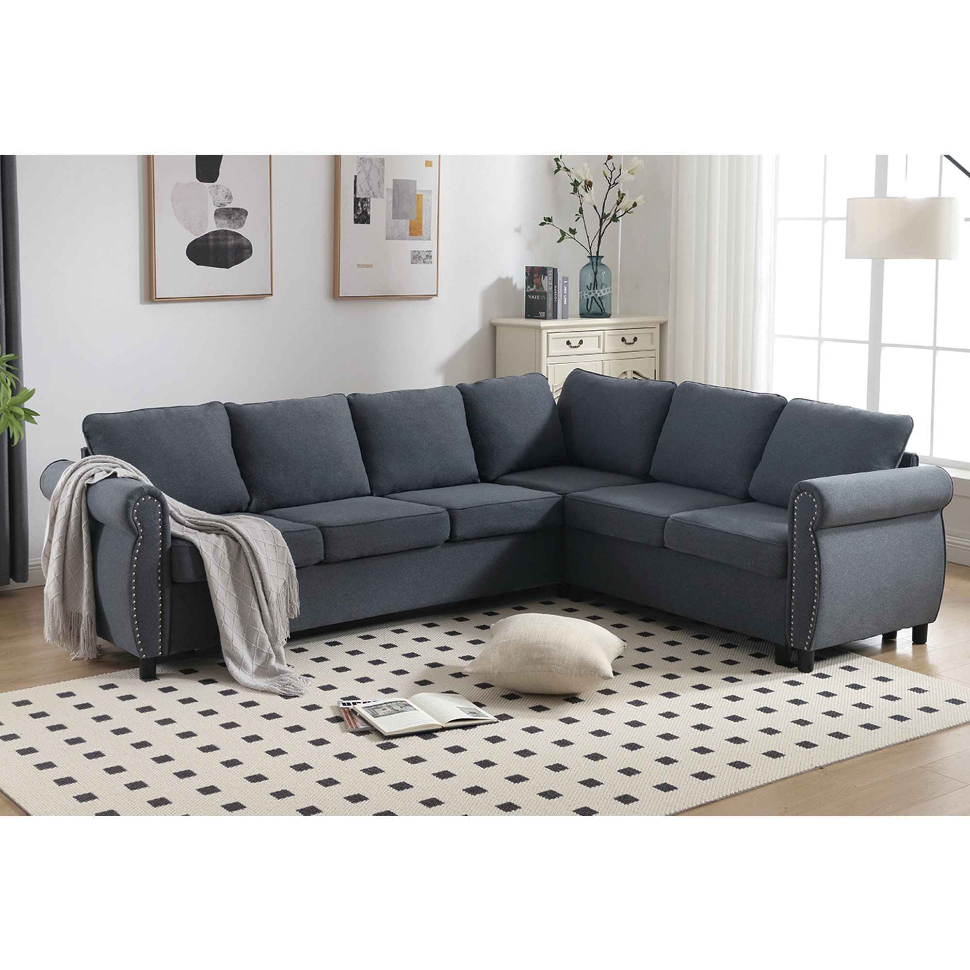 Lark Manor™ Convertible L - Shaped Sectional Sofa Bed, Multi ...