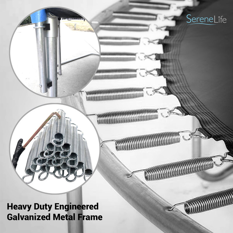 SereneLife Home Backyard Sports Trampoline - Large Outdoor Jumping Fun ...