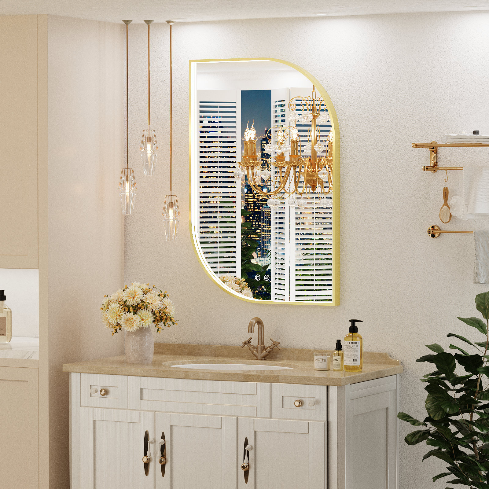 Ivy Bronx Atypical LED Bathroom Mirror with Lights,Wall Mounted Lighted ...