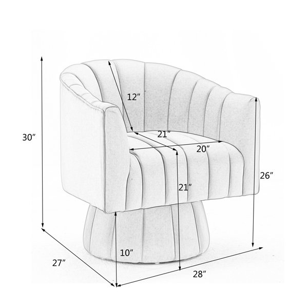 Willa Arlo™ Interiors Murrow 28 inches Wide Tufted Velvet Swivel Barrel ...