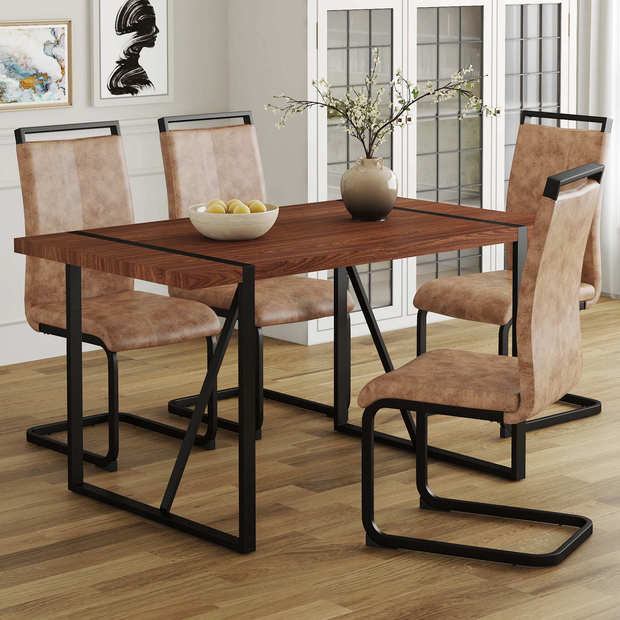 DAPPER DOODLES INC Table And Chair Set. A Minimalist Retro Rectangular ...