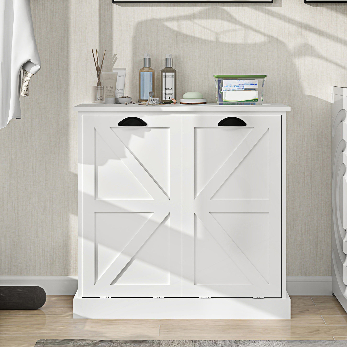 August Grove Two-Compartment Tilt-Out Laundry Sorter Cabinet, Entry Way ...