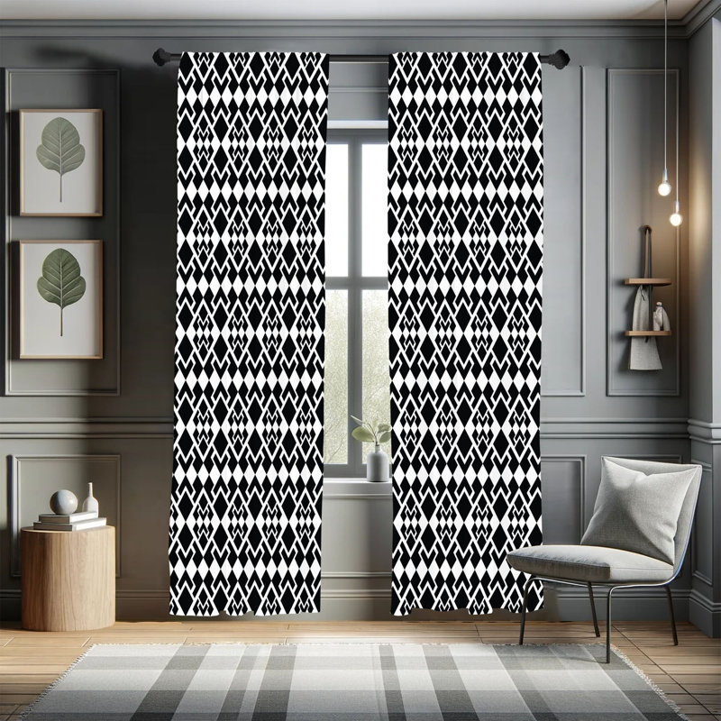 East Urban Home Abstract Curtains, Triangle Shapes Geometric | Wayfair