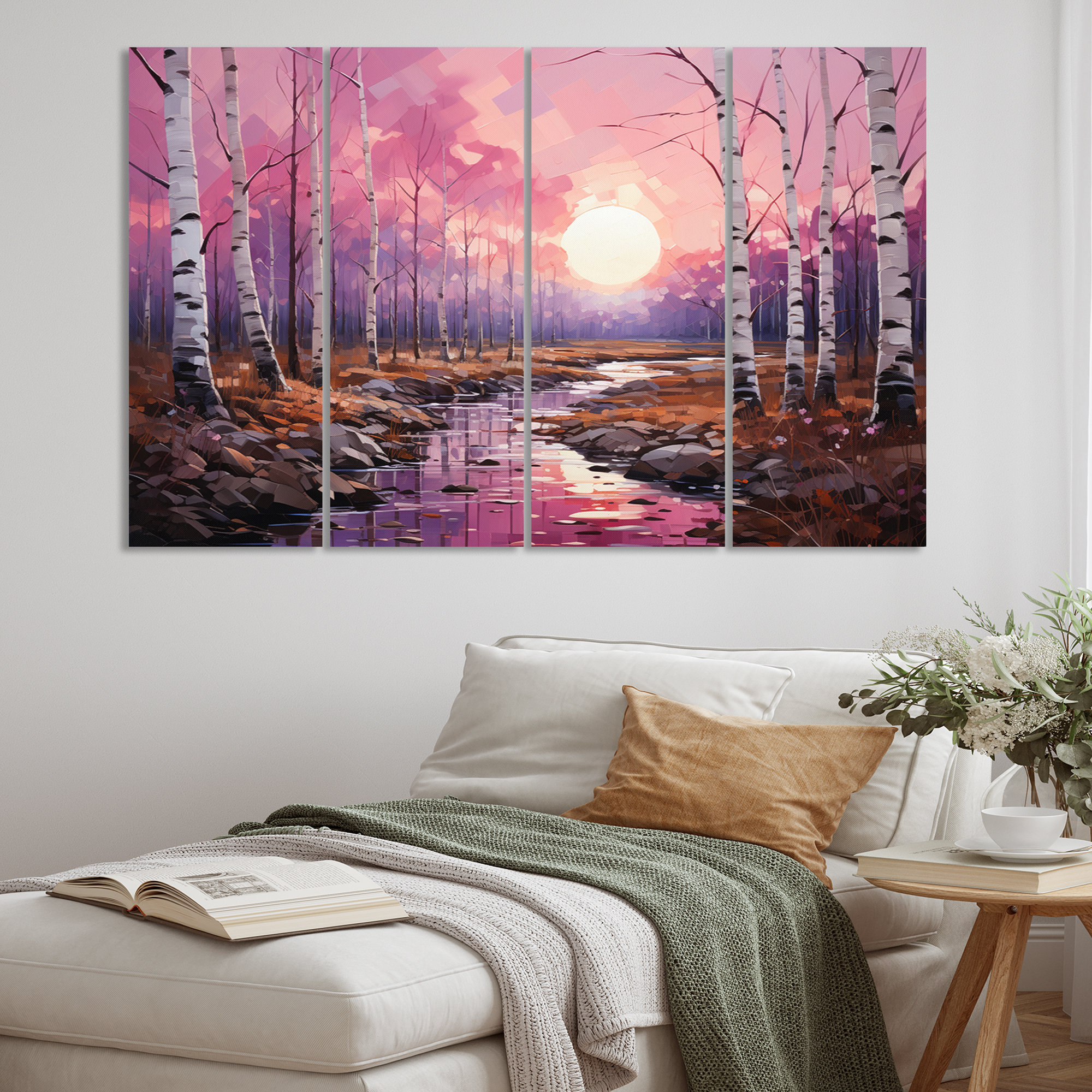 Millwood Pines Birch Woods Pink Symphony IV - Tree Birch Metal Wall ...