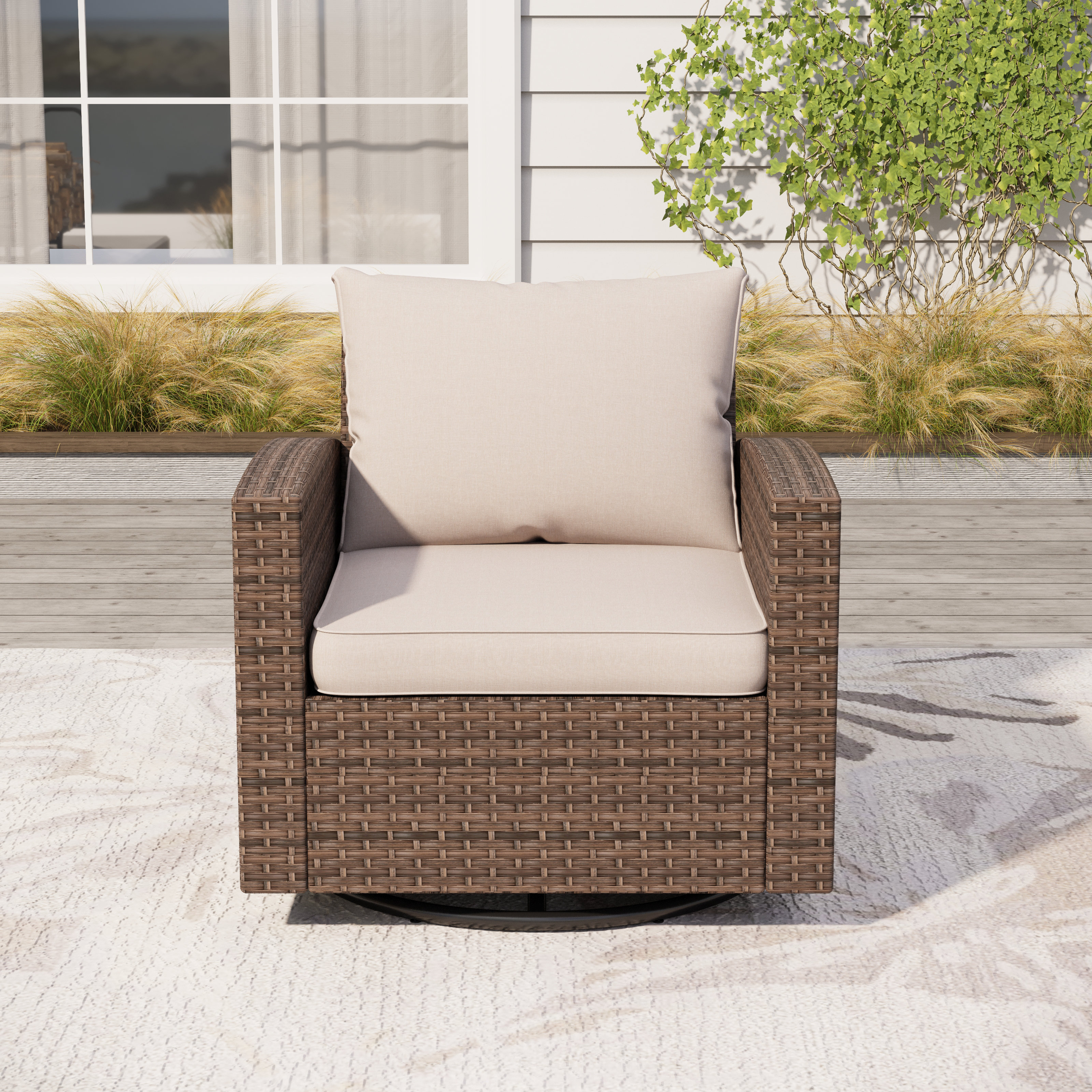 Winston Porter Rattan Swivel Chair | Wayfair