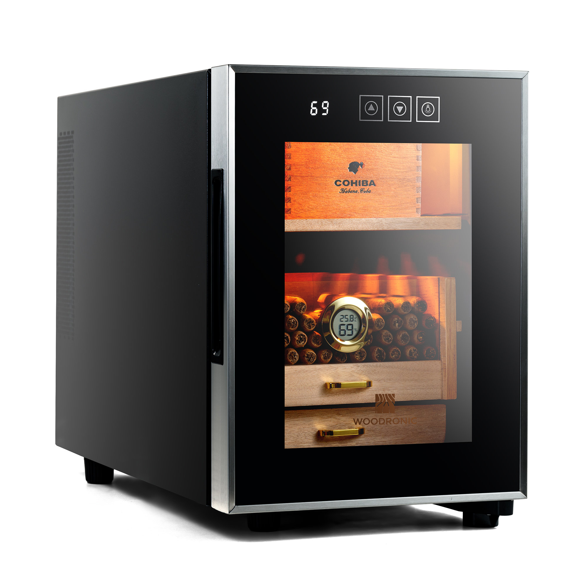 Woodronic Electric Cigar Humidor for 150 Cigars with Temperature ...