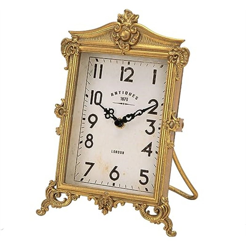 House of Hampton® Analog Metal Quartz Tabletop Clock in | Wayfair