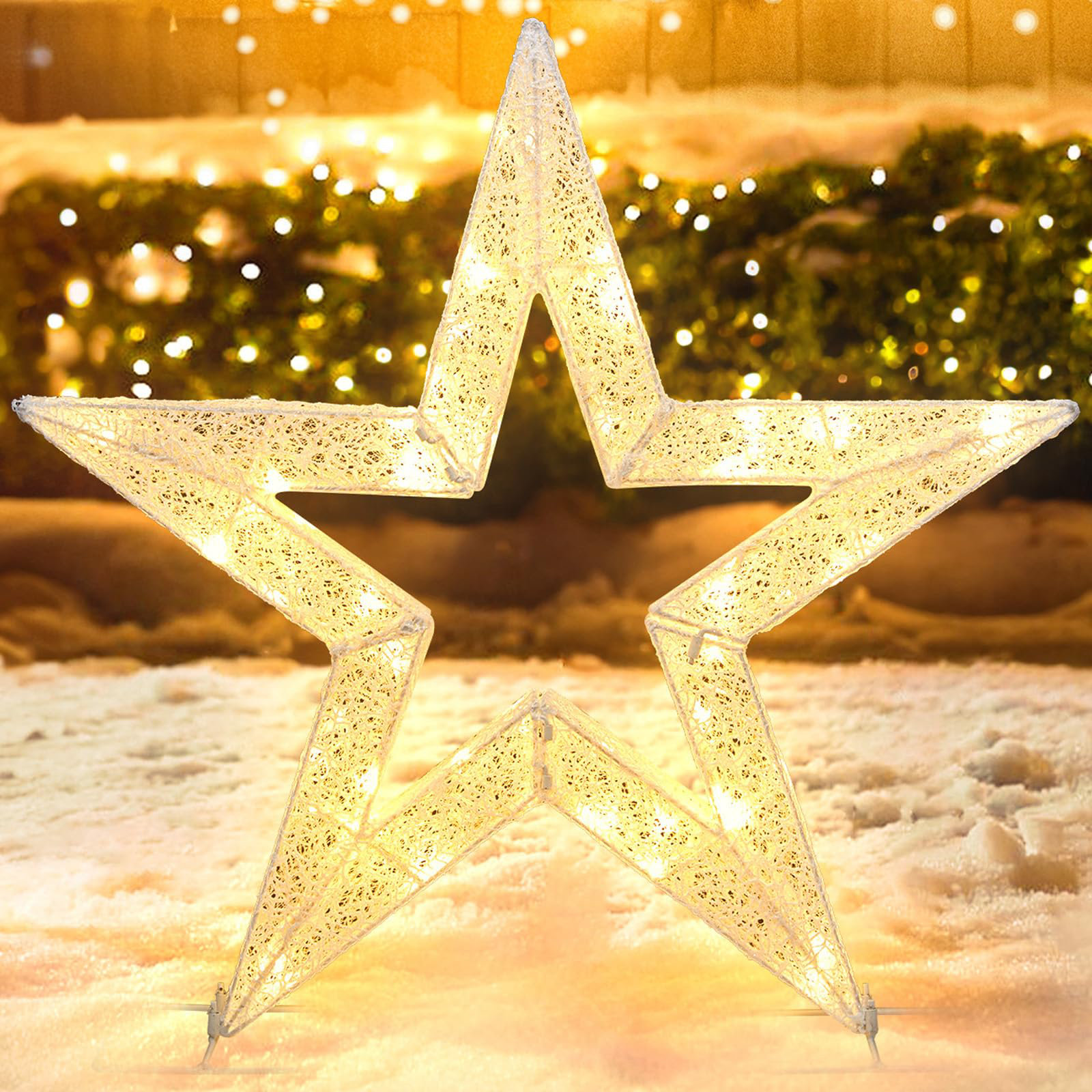 The Holiday Aisle® Star Lights Xmas Decor - Large 28in 3D Star LED ...