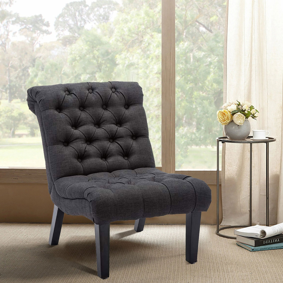 Red Barrel Studio® Moriaty 59.944Cm Wide Tufted Slipper Chair & Reviews ...