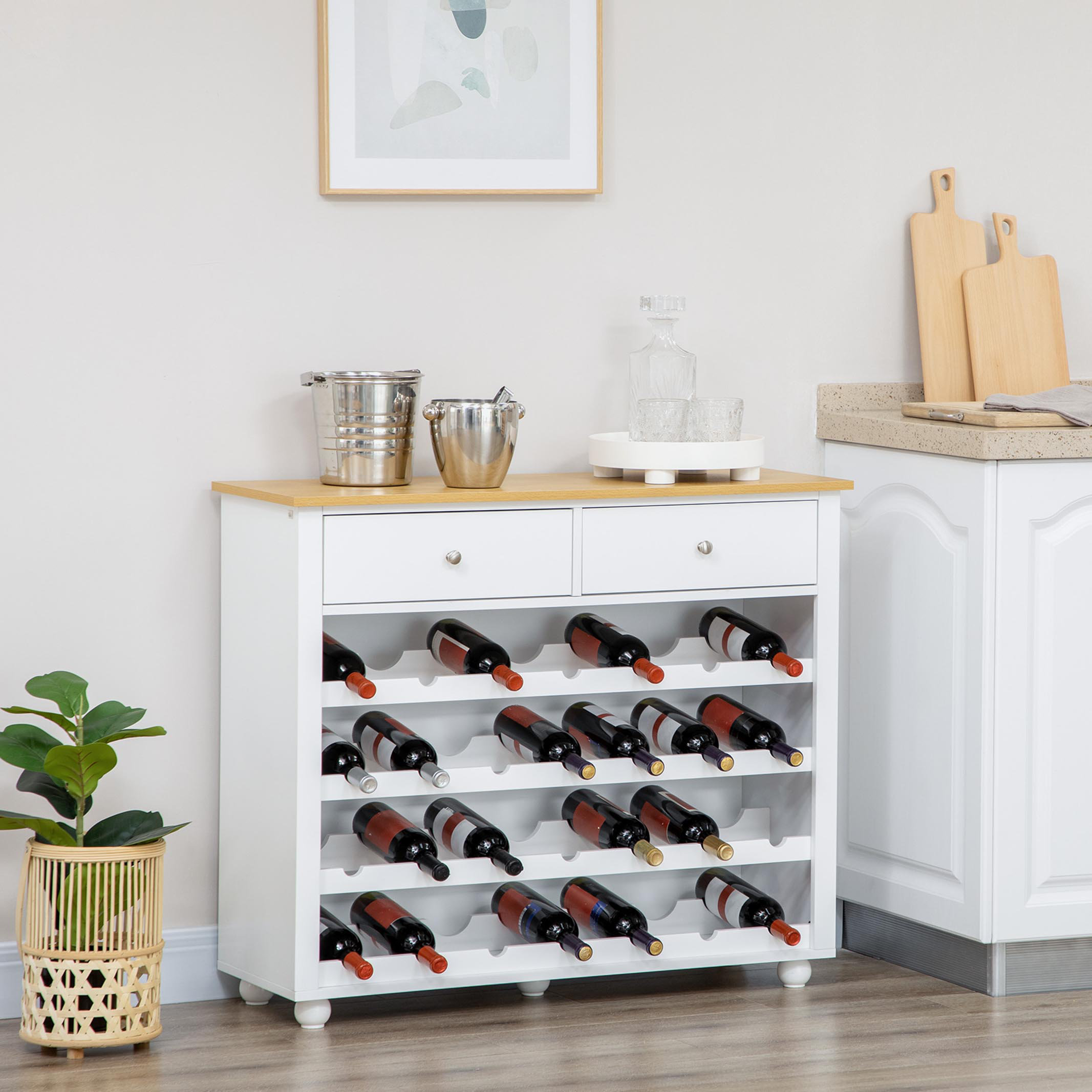 Farm on table Wine Bar Cabinet, Buffet Cabinet with 28-Bottle Wine Rack ...