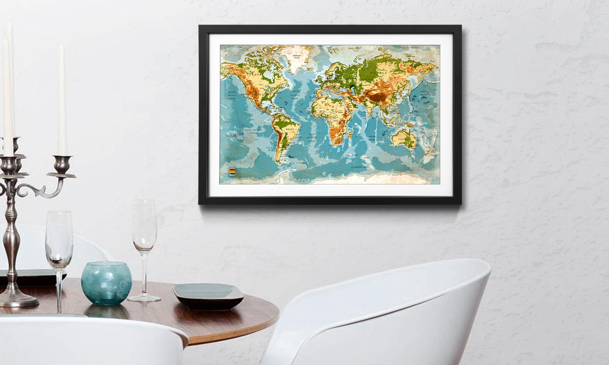 Brayden Studio Dirty Map - Picture Frame Graphic Art Print on Paper ...