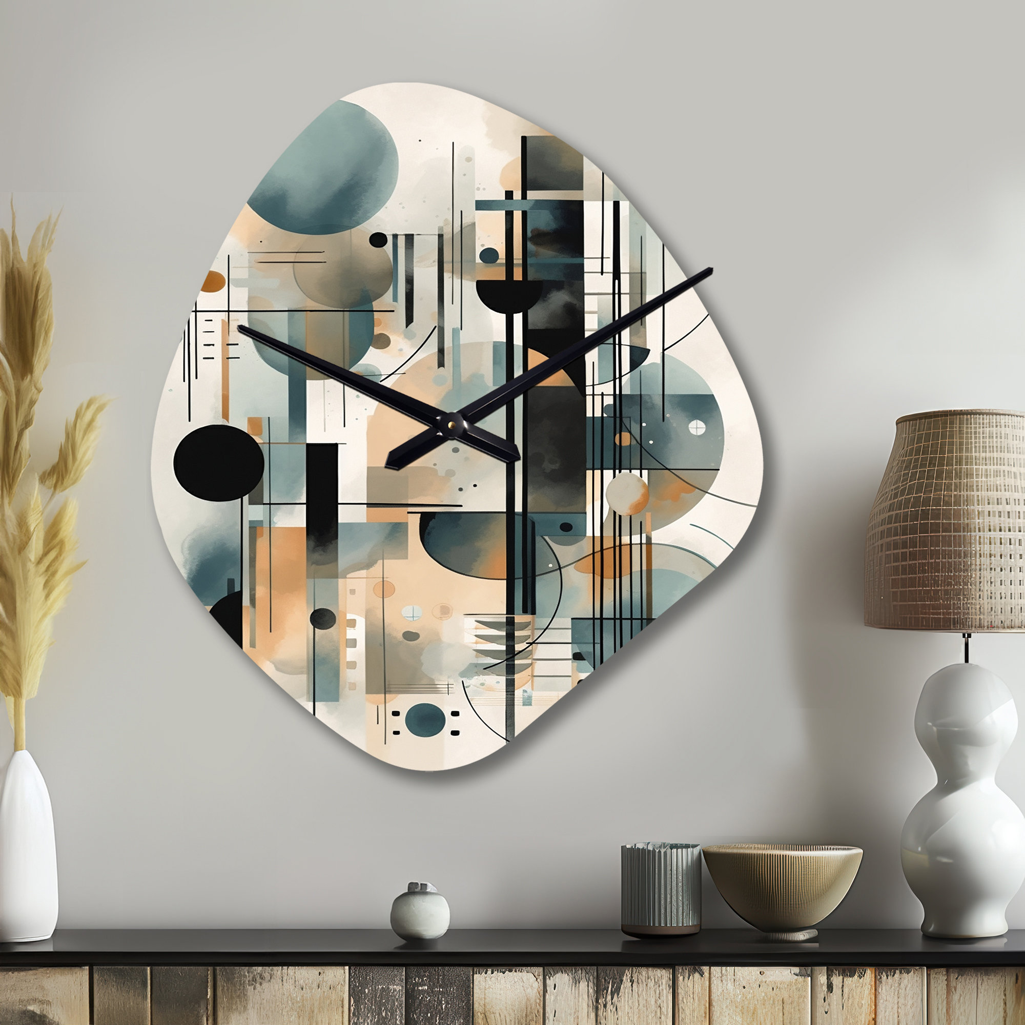 Design Art Blue Cream Minimalism Quiet Depths - Nebula Shape Blue Wall ...