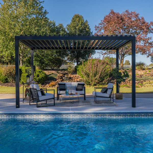 Backyard Discovery Sarasota 16' x 10' Galvanized Steel Outdoor Louvered ...
