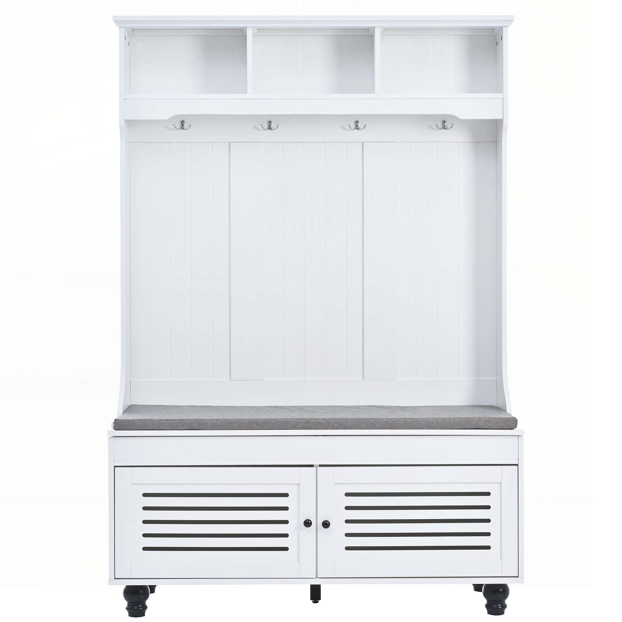 Red Barrel Studio® 5-In-1 Entryway Bench With Shutter-Shaped Doors ...