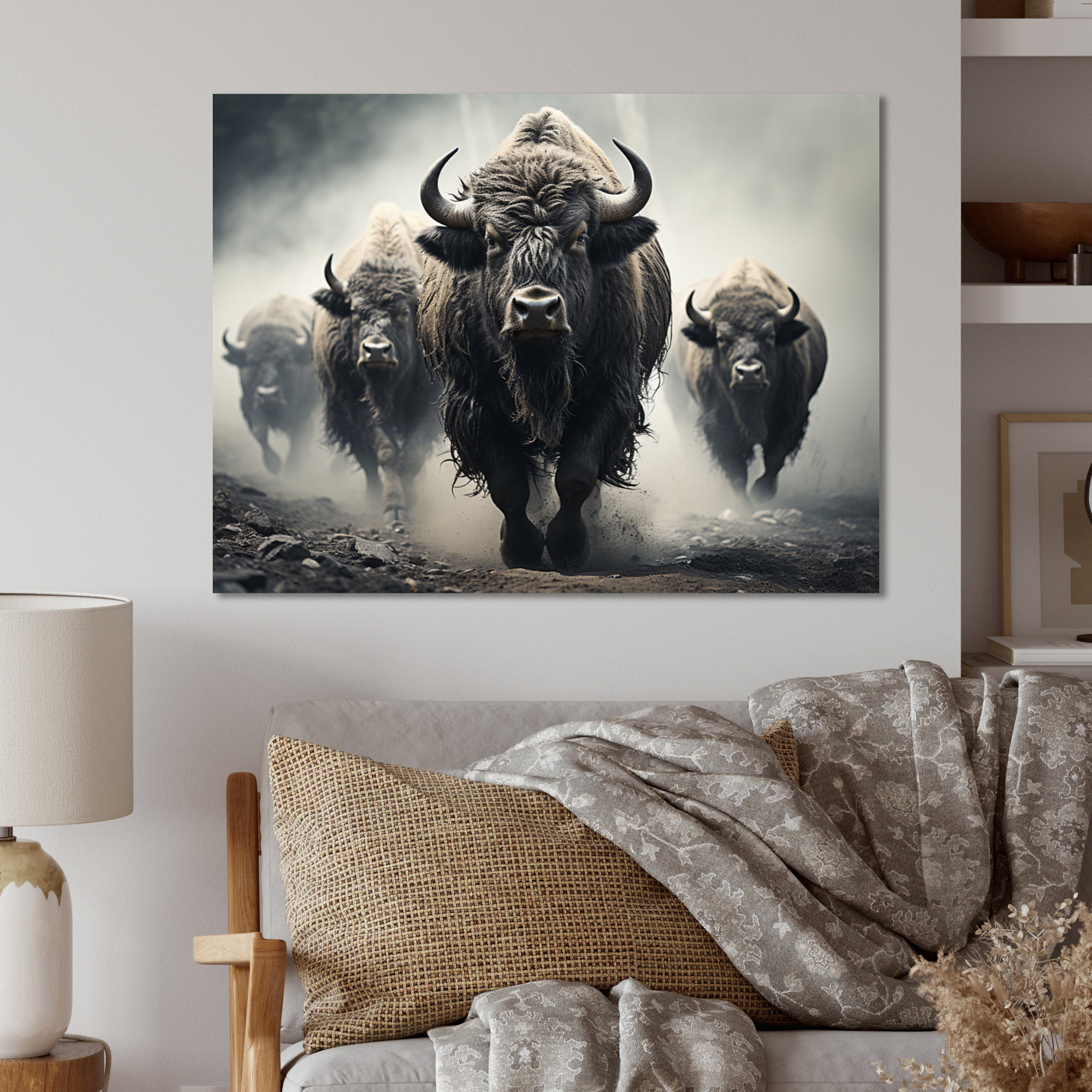Loon Peak® Grey Buffalo Gentle Guardians I - Animals Metal Wall Art ...