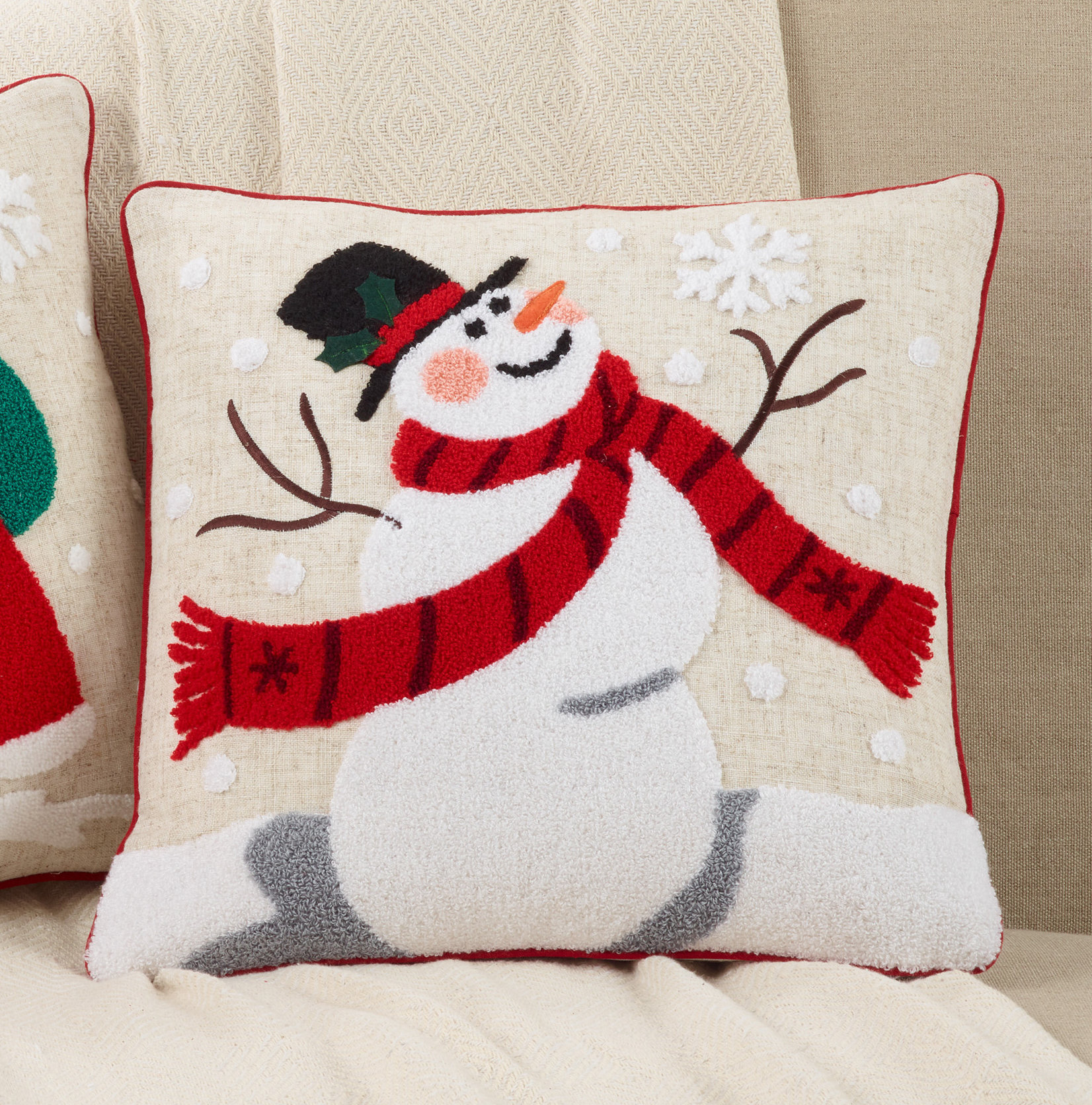 Saro Square Jolly Snowman Throw Pillow & Reviews | Wayfair