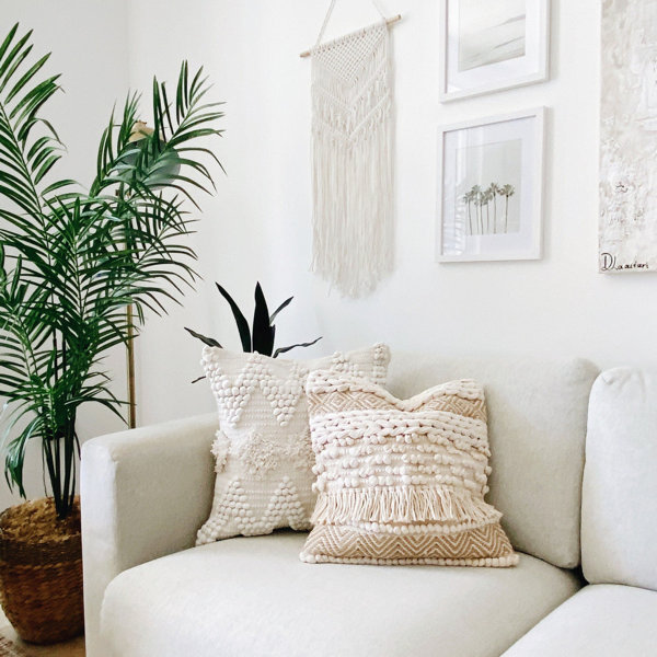 theHOMEmind Boho Pillows Neutral Boho Cotton Pillow Cover | Wayfair