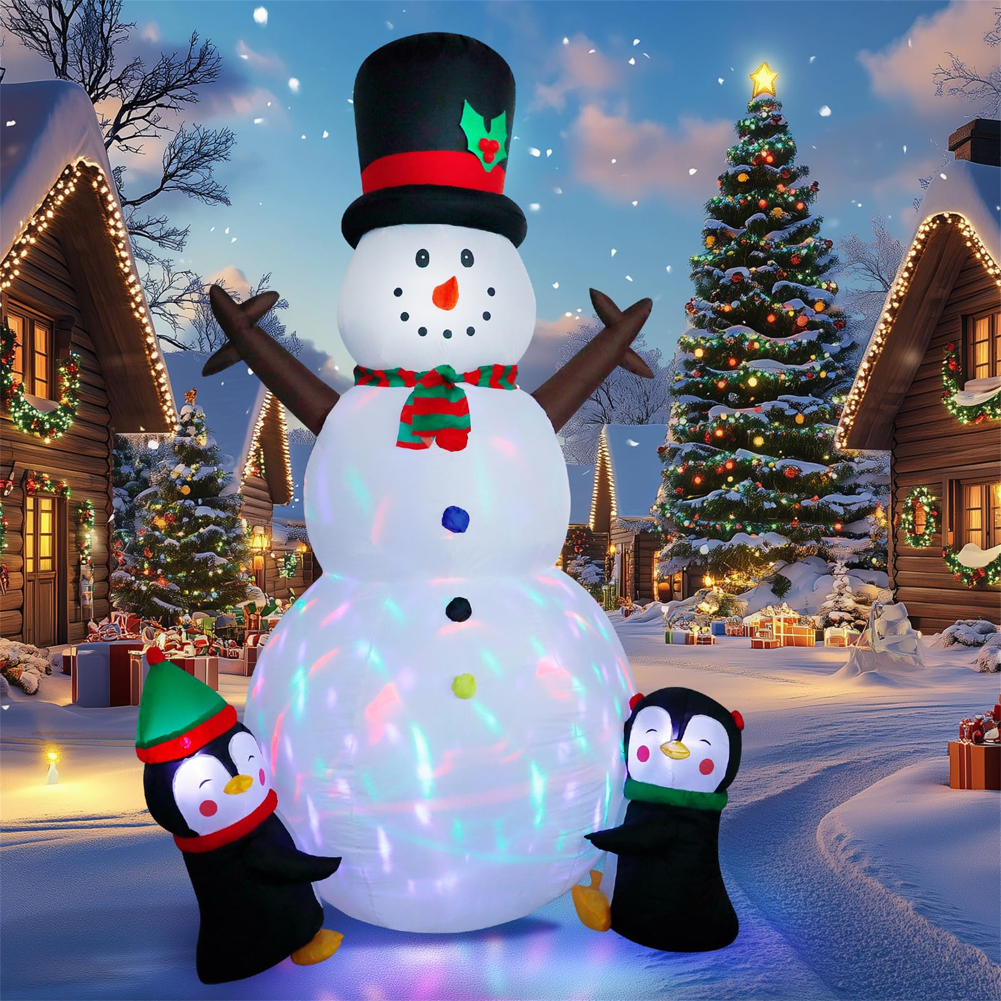 The Seasonal Aisle 8FT/244cm Inflatable Snowman Outdoor Christmas ...