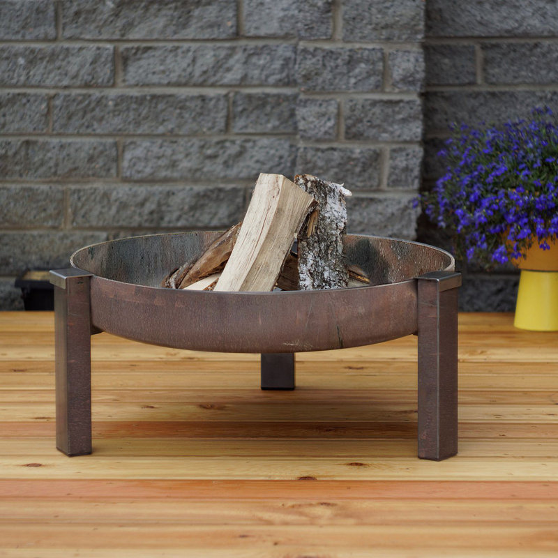 Ebern Designs Reed Solid Steel Wood Burning Fire Pit & Reviews | Wayfair