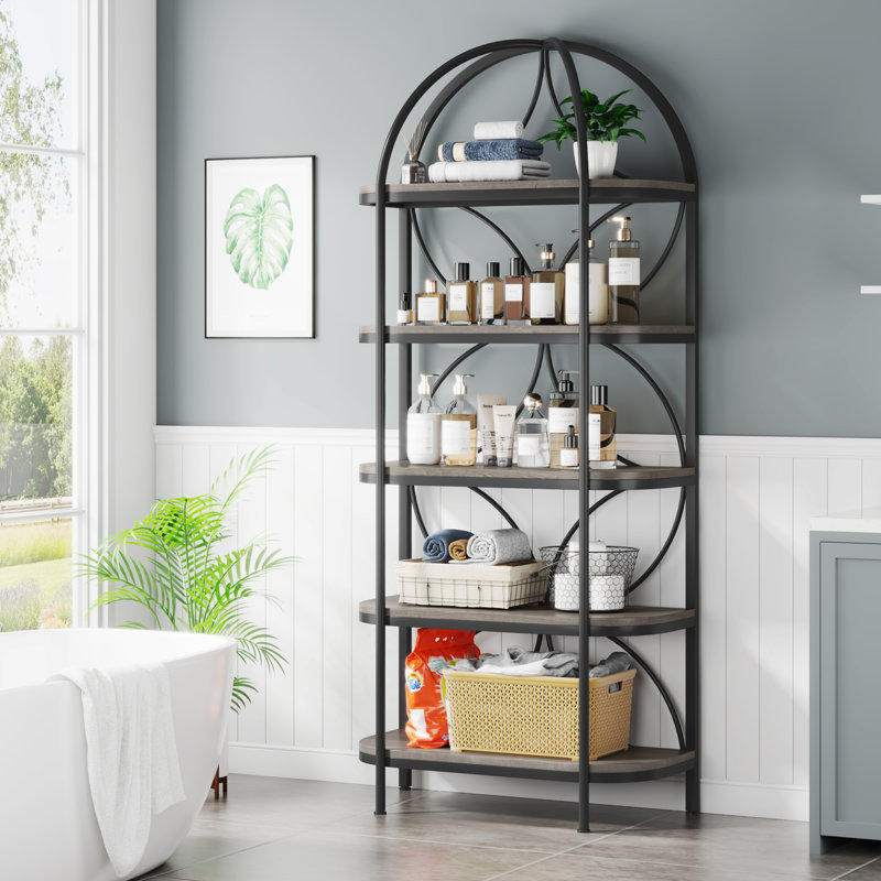 Wildon Home® Alumbaugh 5 Tier Wooden Arch Storage Display Shelving Unit ...