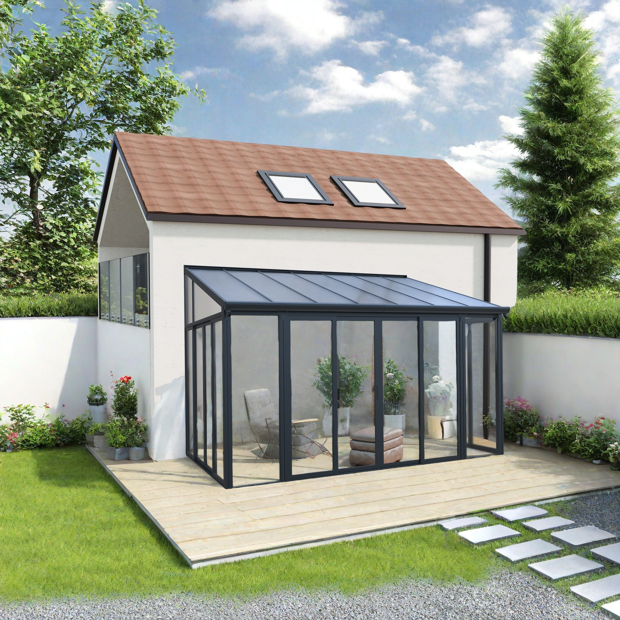 Livaca 10'X14' Wall-Mounted Sunroom Patio Enclosure Kit – Aluminum ...