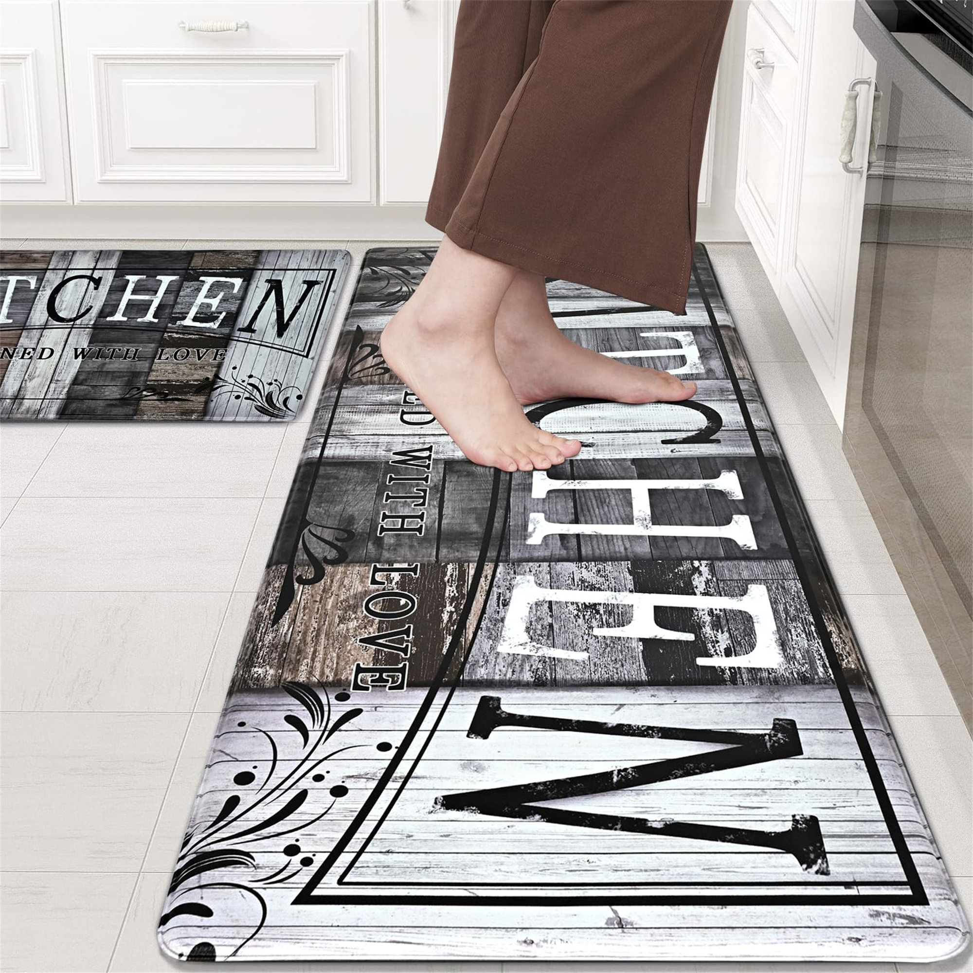 Brambly Cottage Kitchen Mat Set, 2-Piece Set PVC Memory Foam Kitchen ...