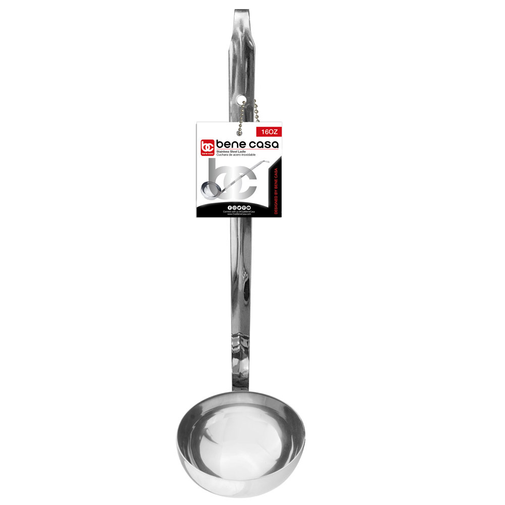 Bene Casa 16Oz Stainless-Steel Ladle, Soup Ladle, Commercial Quality ...