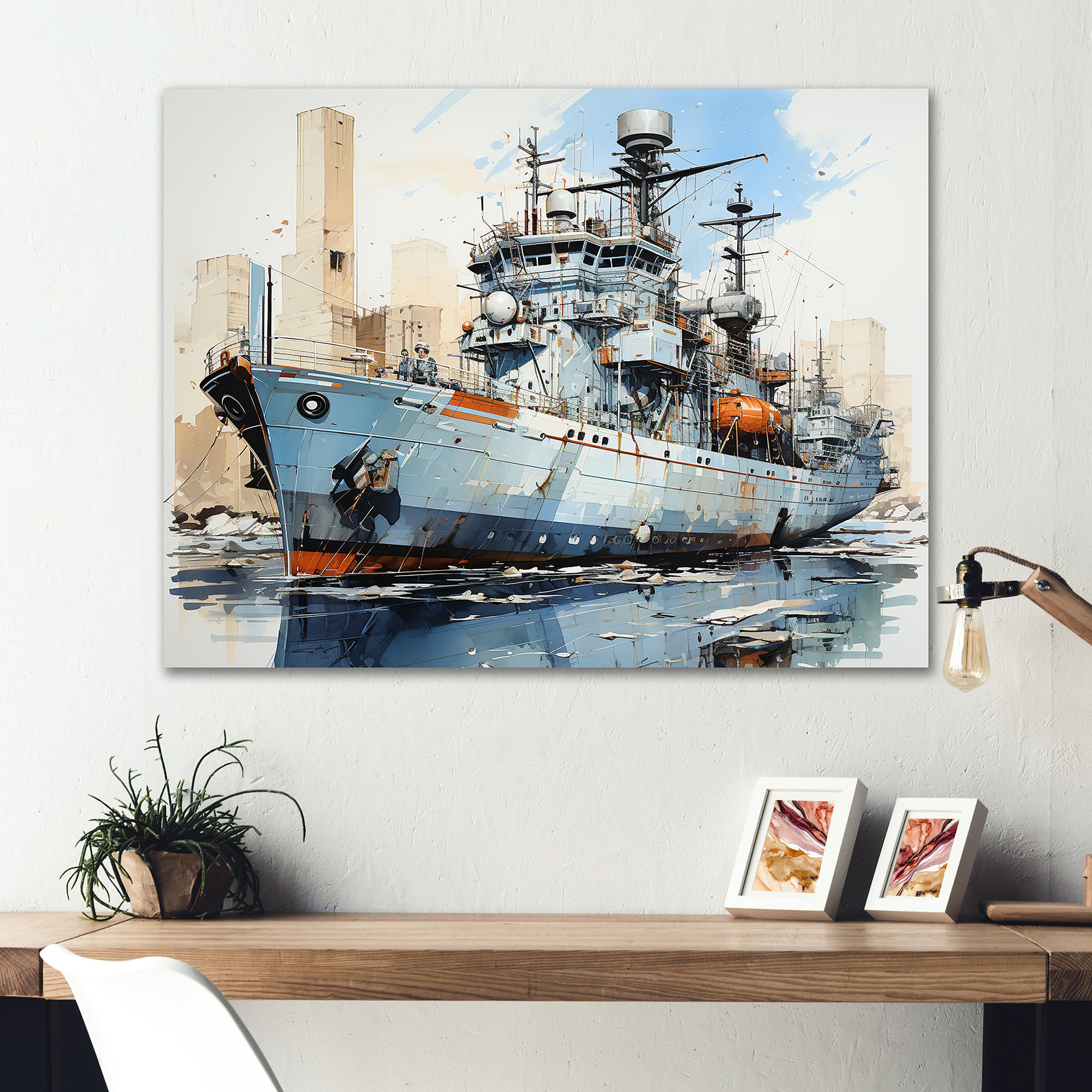Breakwater Bay Navy Army Boat Frigate III - Military Metal Wall Art ...