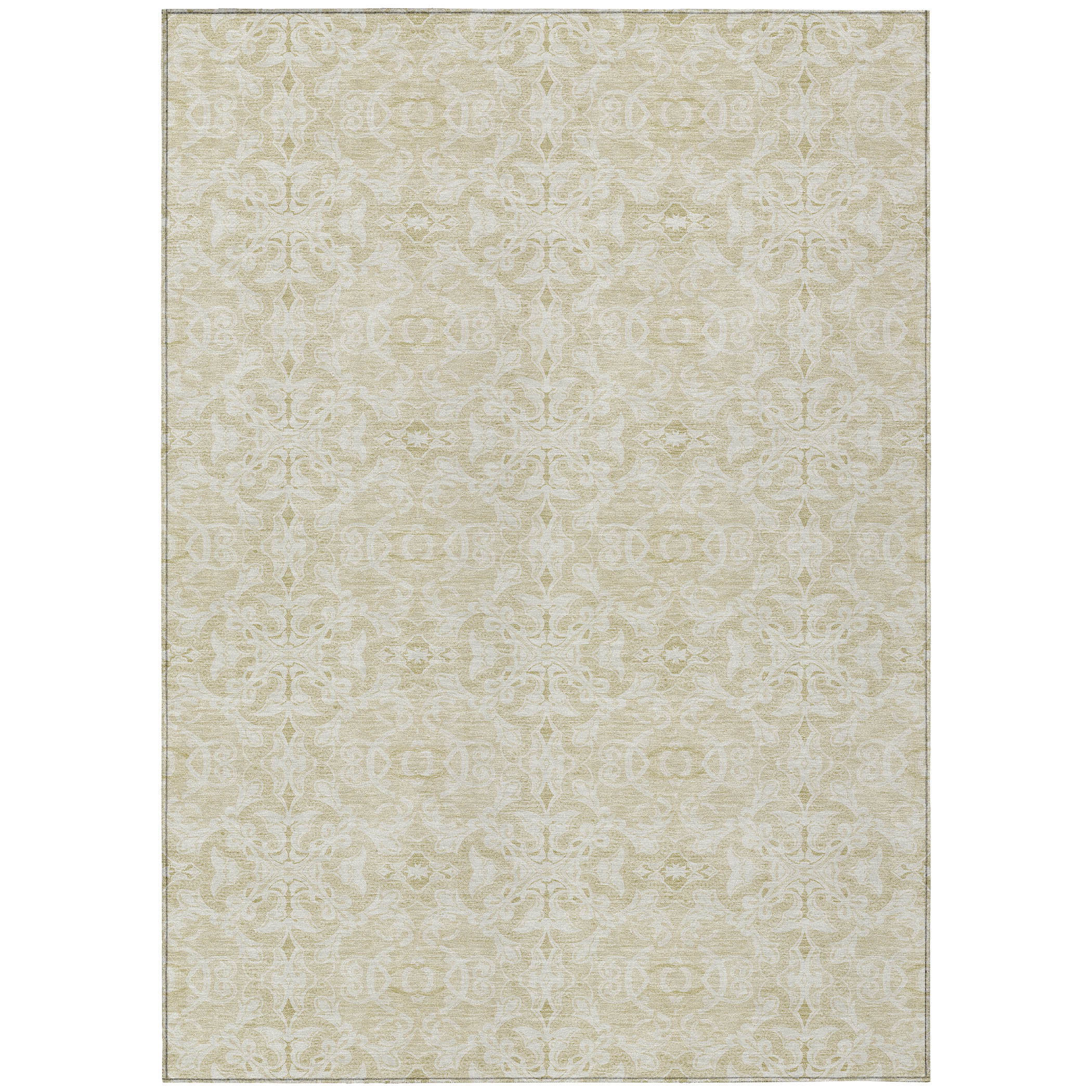 HomeRoots 10' X 14' Tan And Beige Medallion Washable Indoor Outdoor ...