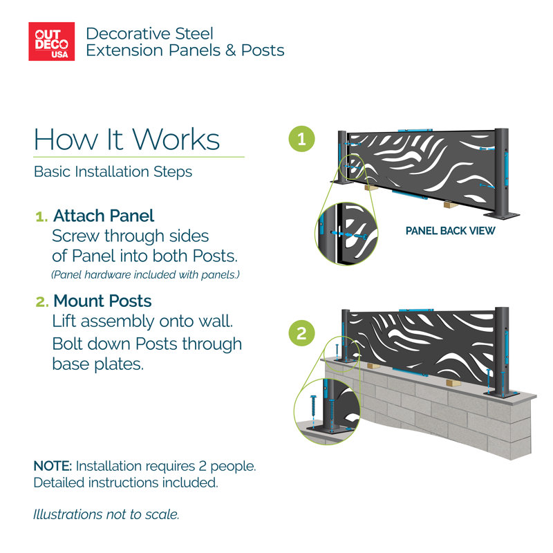 OUTDECO 18" Galvanized Steel Wall Extension Post, Black & Reviews | Wayfair