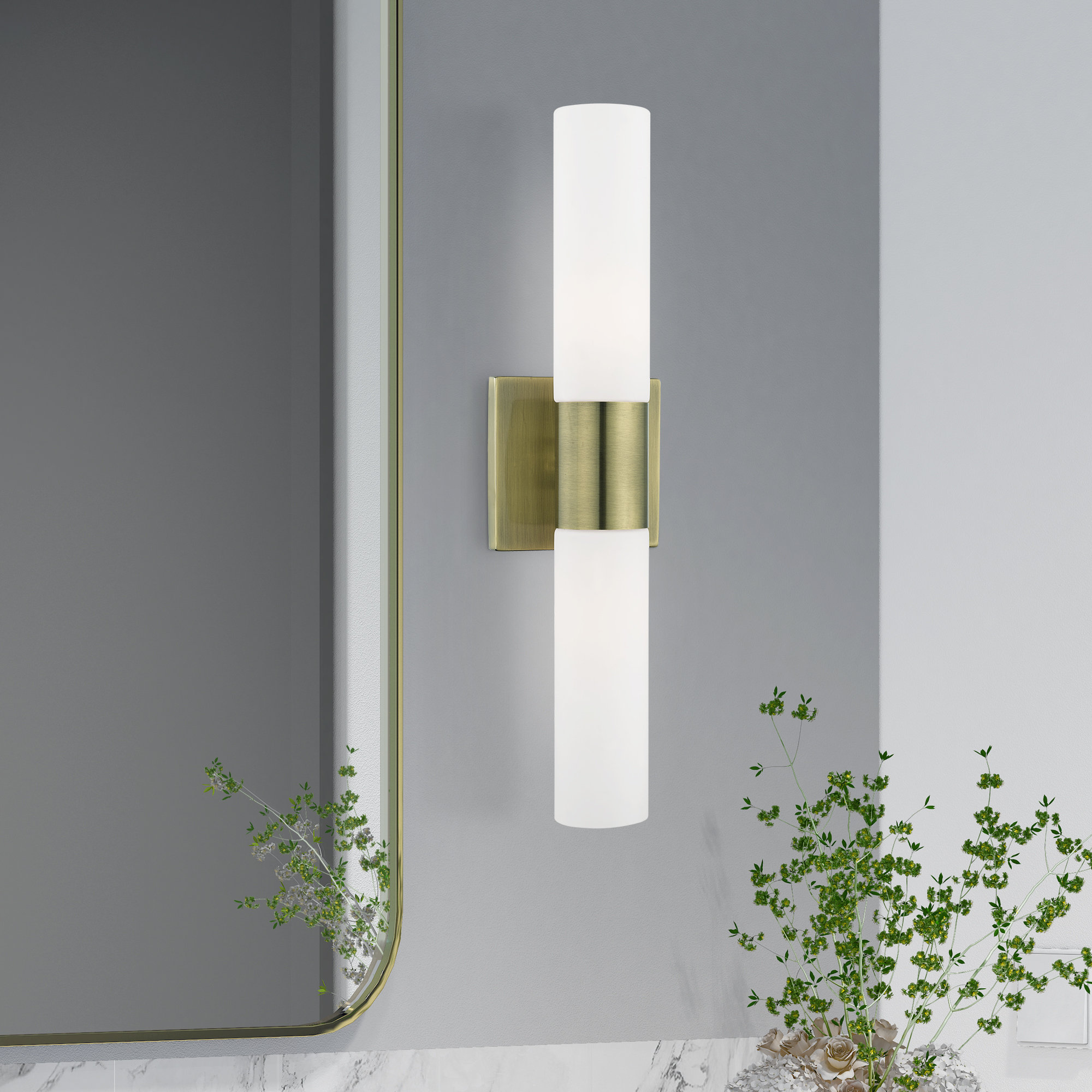 Wade Logan Barre d'éclairage de salle de bain à 2 lumières à intensité ...