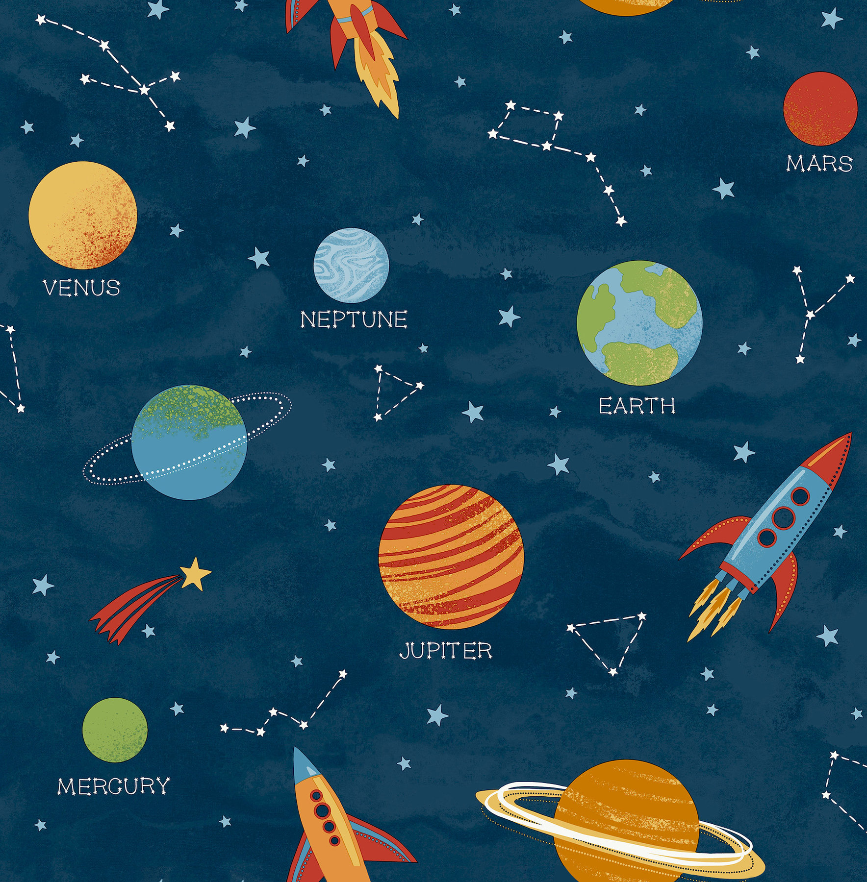 Latitude Run® Solar System Outer Space Wallpaper | Wayfair