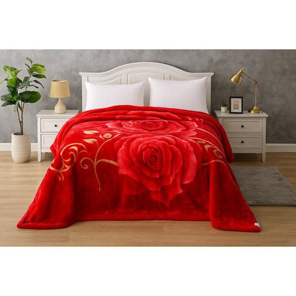 Shubozy Luxury Red Rose Embossed Plush Blanket King Size – 2-ply Heavy ...