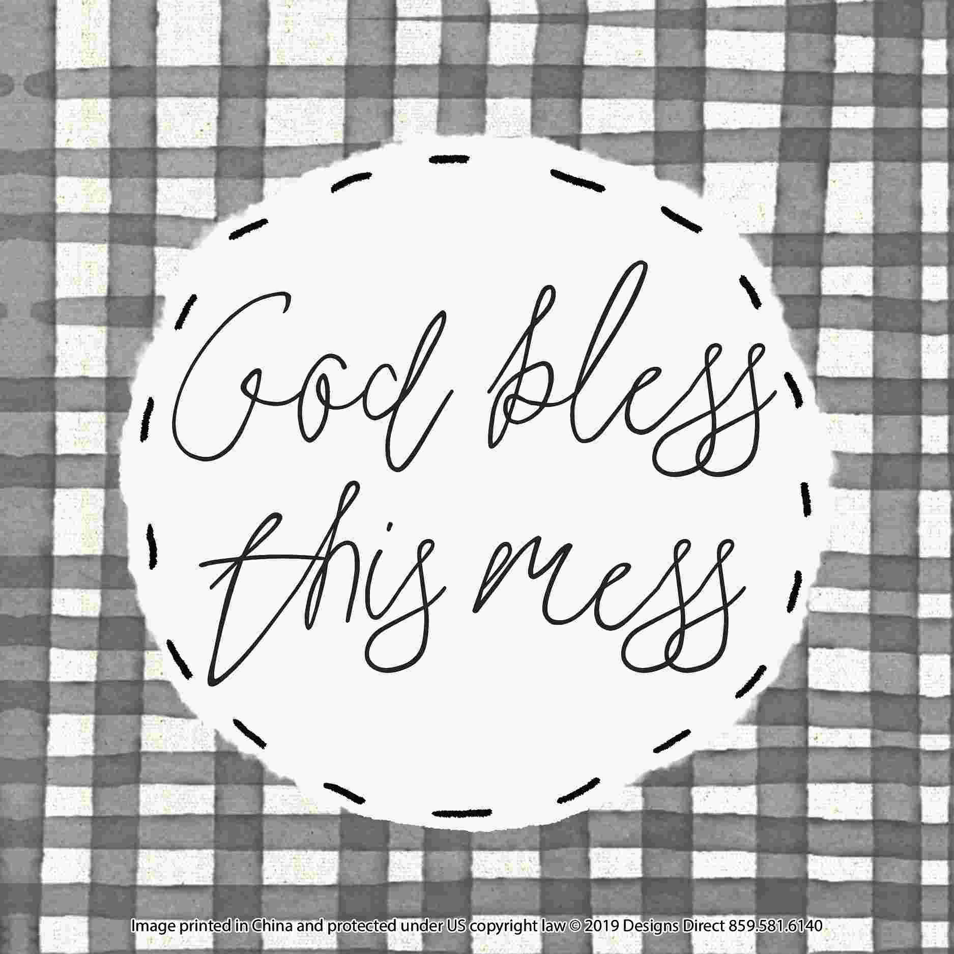 Trinx God Bless This Mess on Plaid - Wrapped Canvas Print | Wayfair