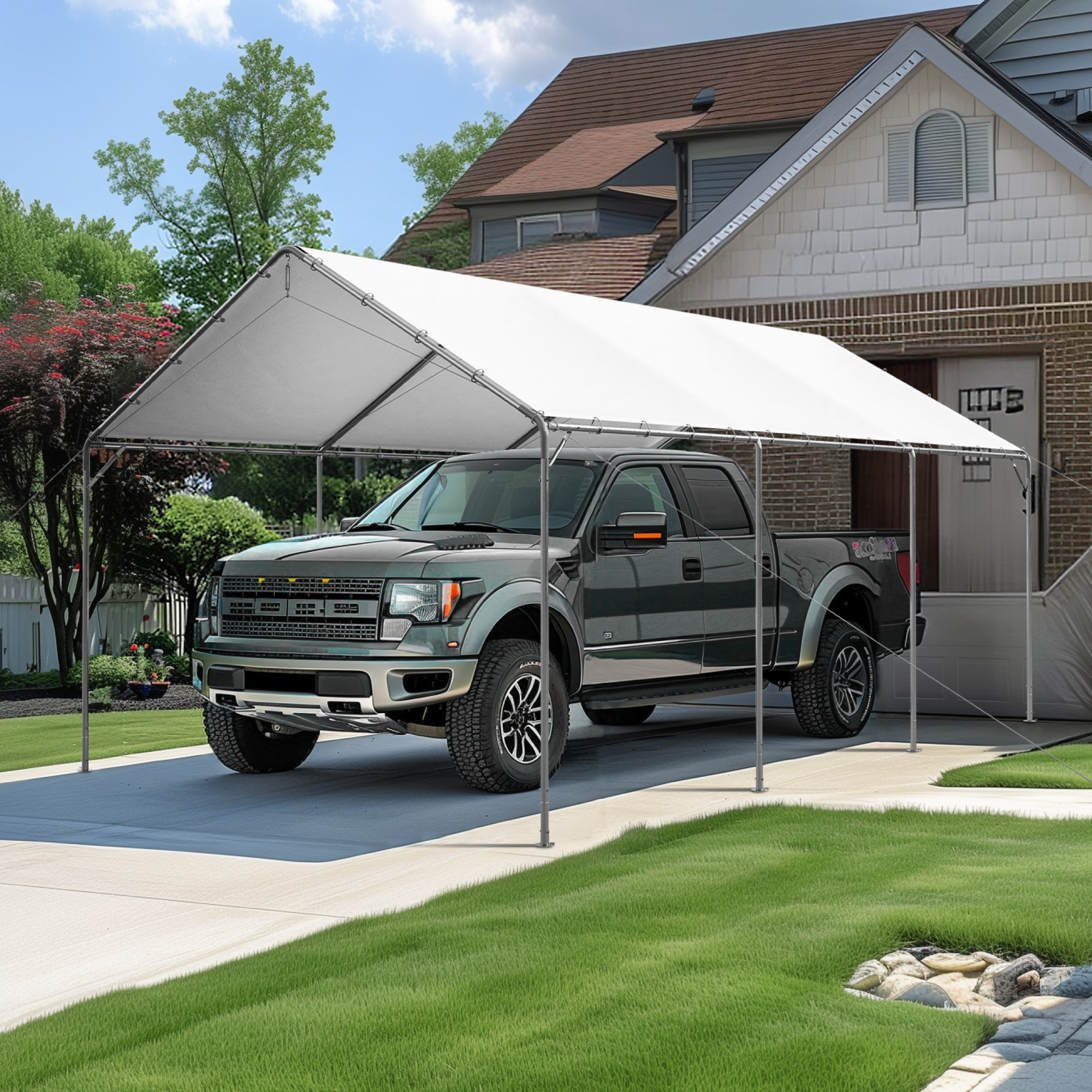 Alphamarts 20 Ft. W x 12 Ft. D Canopy Car Canopy Garage Boat Shelter ...