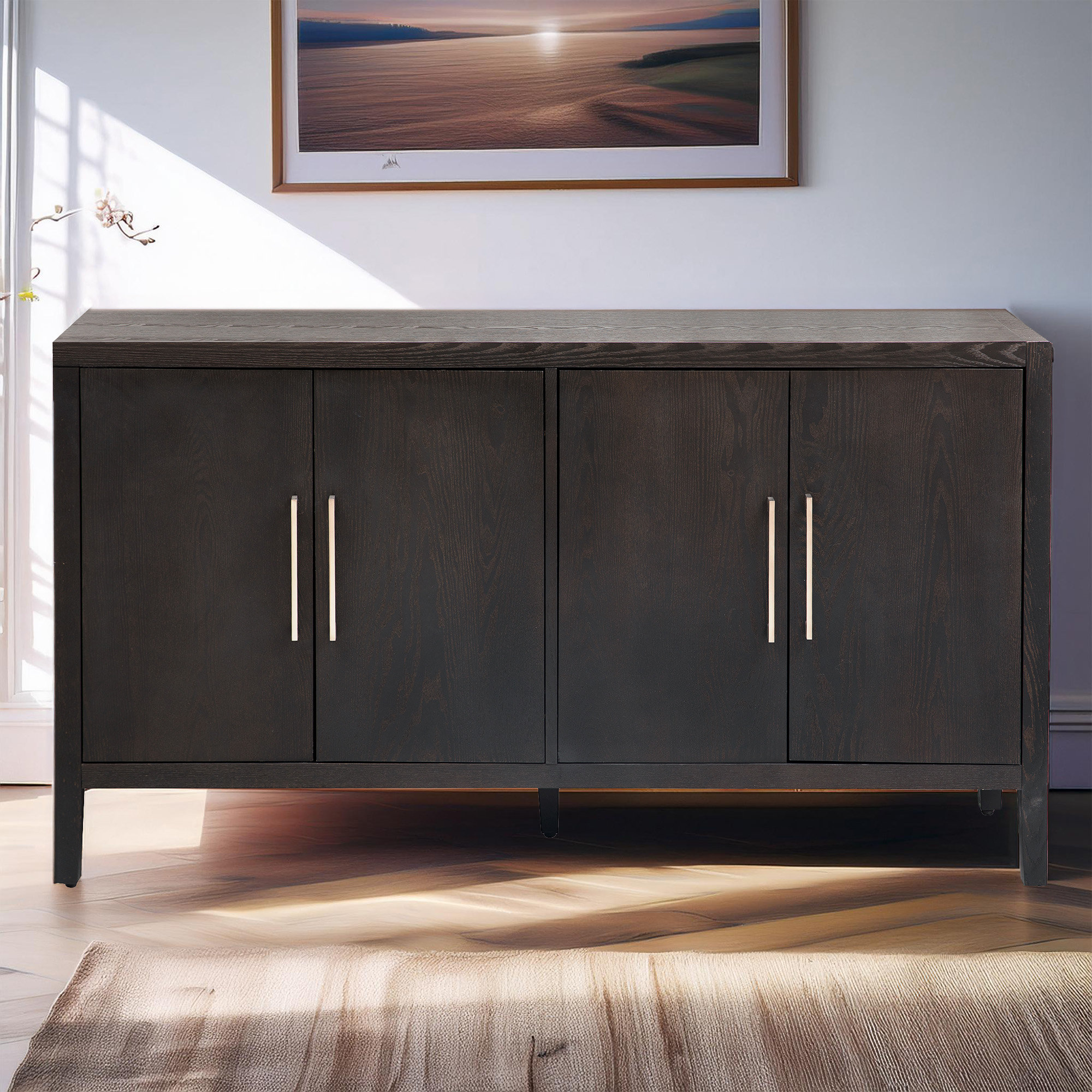 Latitude Run® Cortisha Large Storage Cabinet Sideboard with 4 Metal ...