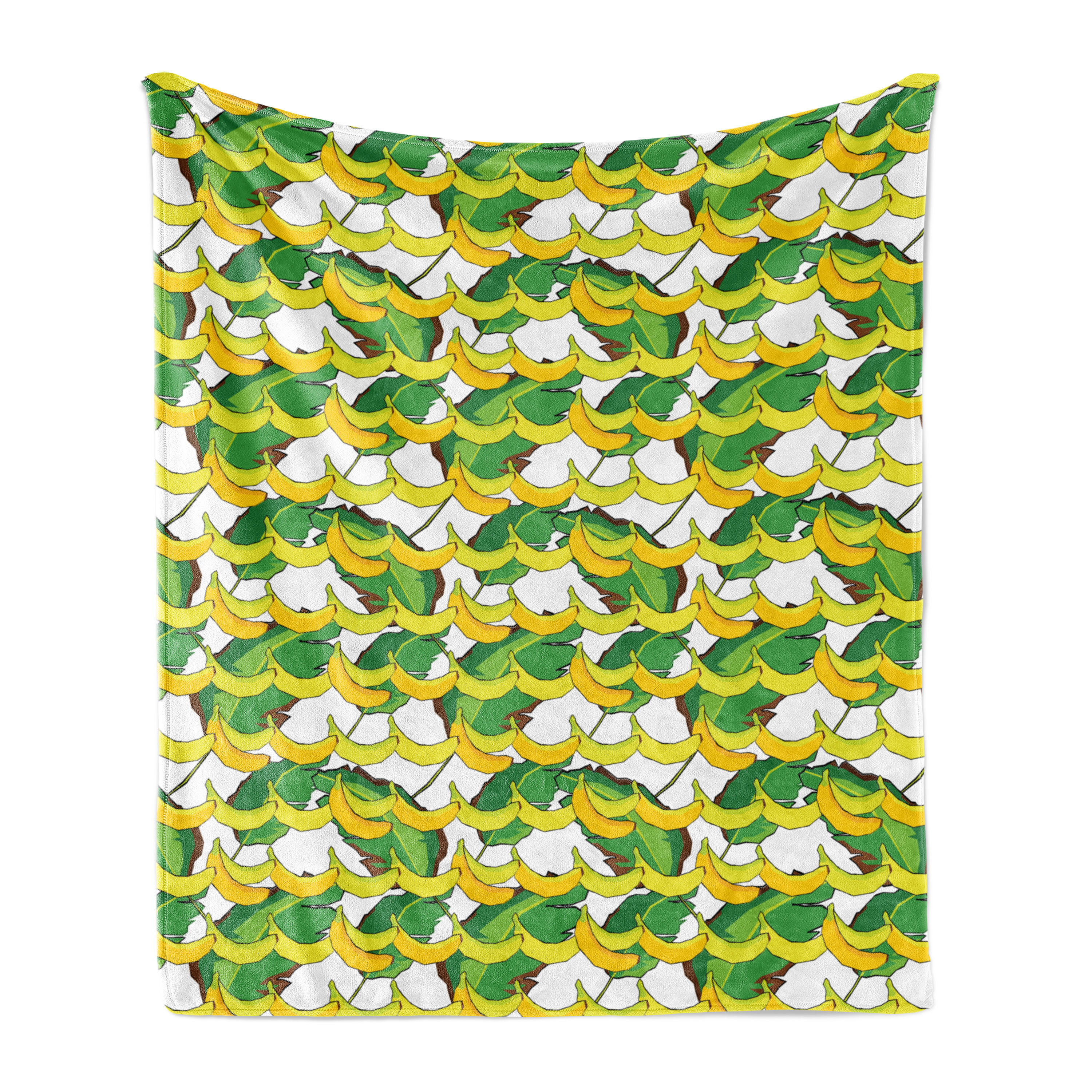 Ambesonne Banana Fleece Throw Blanket Tropical Fruit and Leaves Yellow ...