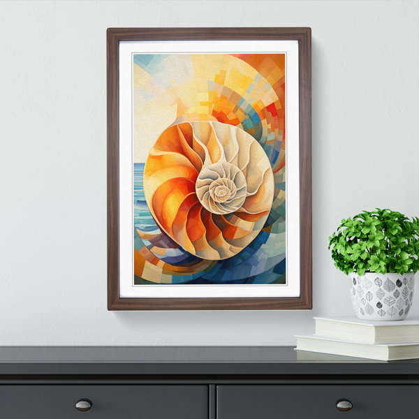 Big Box Art Seashell Cubism - Single Picture Frame Art Prints on Wood ...