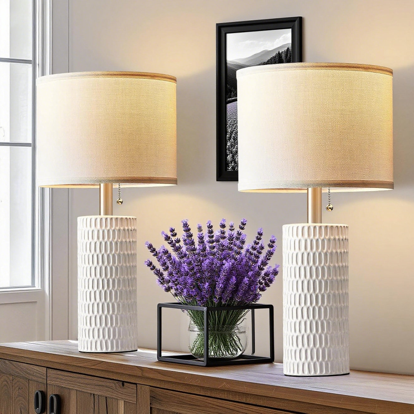 Latitude Run® Elegant Ceramic Table Lamps Set Of 2 For Cozy Living Room ...