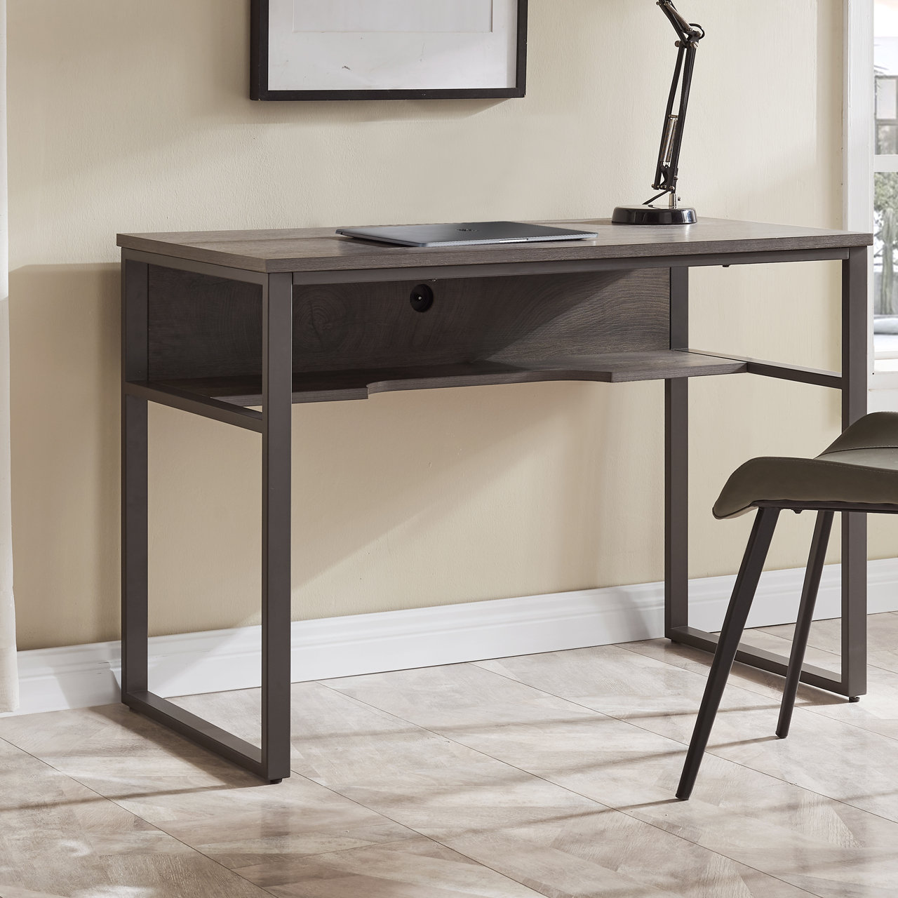 17 Stories Leick Home Kona Metal Base Writing Desk & Reviews | Wayfair