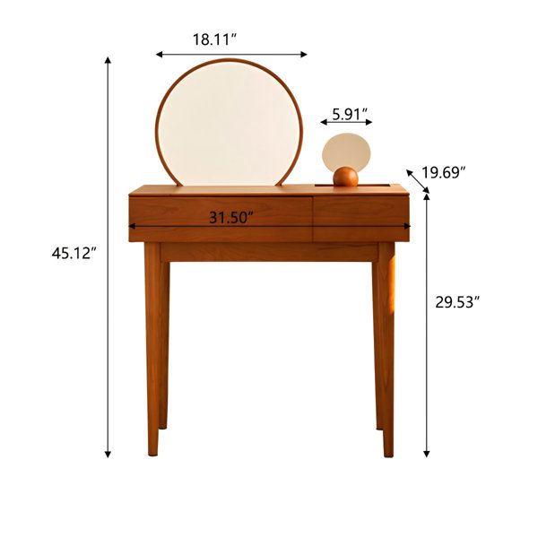 Hokku Designs Retro Minimalist Solid Wood Vanity Table for Small Spaces ...