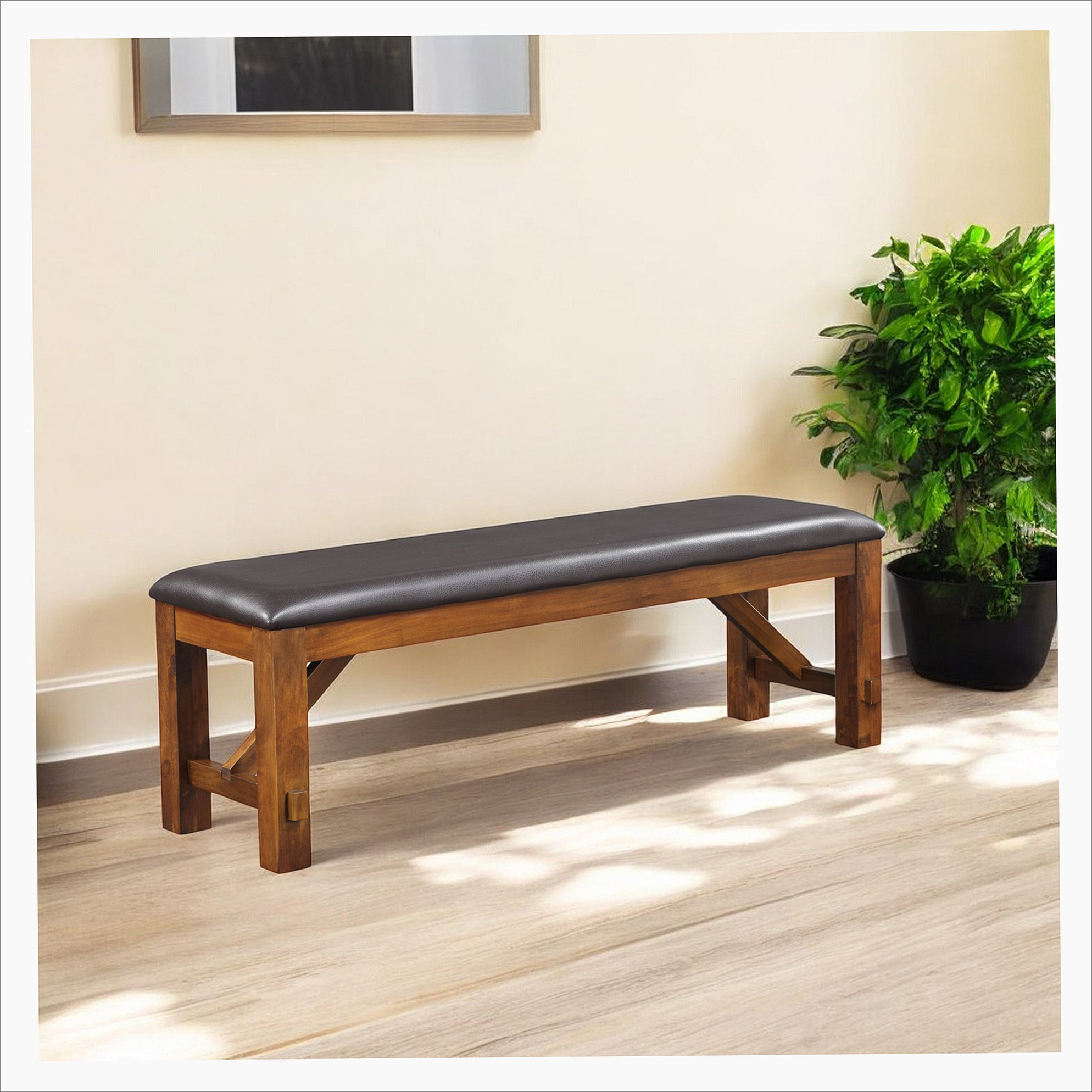 Lark Manor™ Bench 20 x 60 x 17,Apollo Bench in Espresso PU & Walnut ...