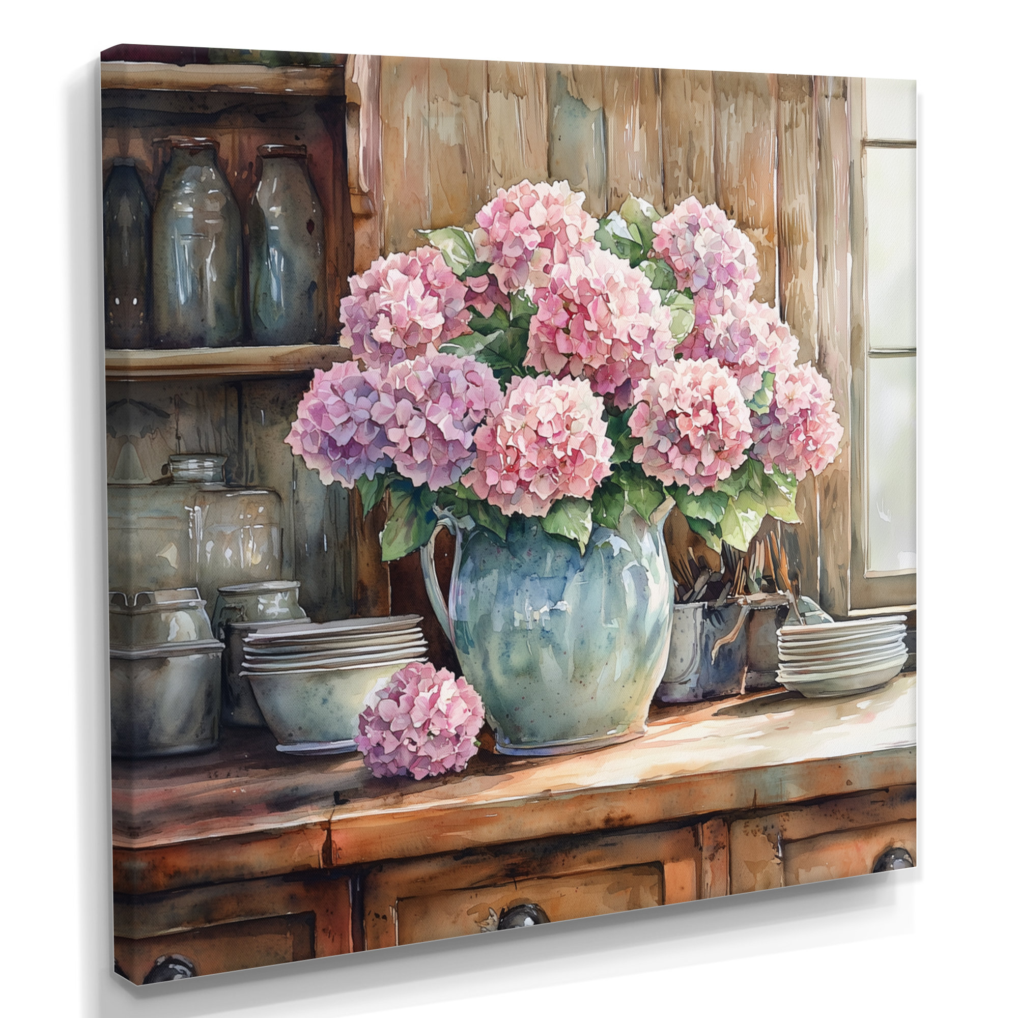 Winston Porter Hydrangeas In The Farm Kitchen In Pottery Vase II ...