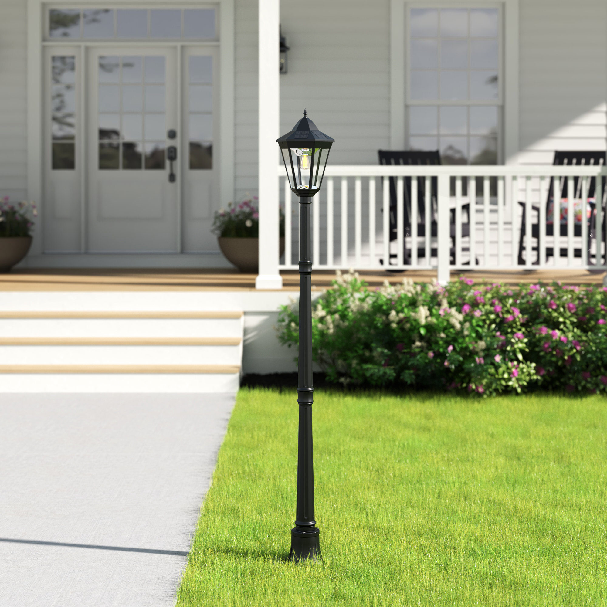 Lark Manor™ Addonis Black 1 -Light 76.5'' H Solar Powered Integrated ...