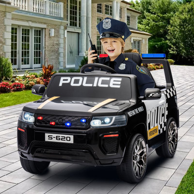 Outfunny Electric Police Car for Kids, 24 Volt Kids Ride on Toys w ...