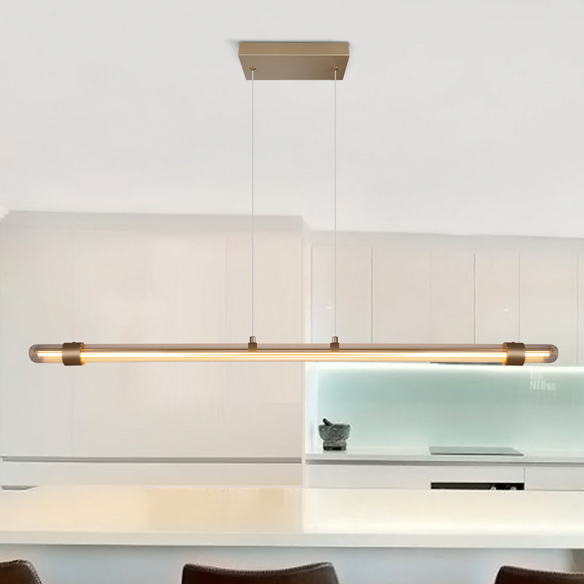 Latitude Run® 47" Led Linear Pendant Lamp Simple Modern Dinning Pendant ...