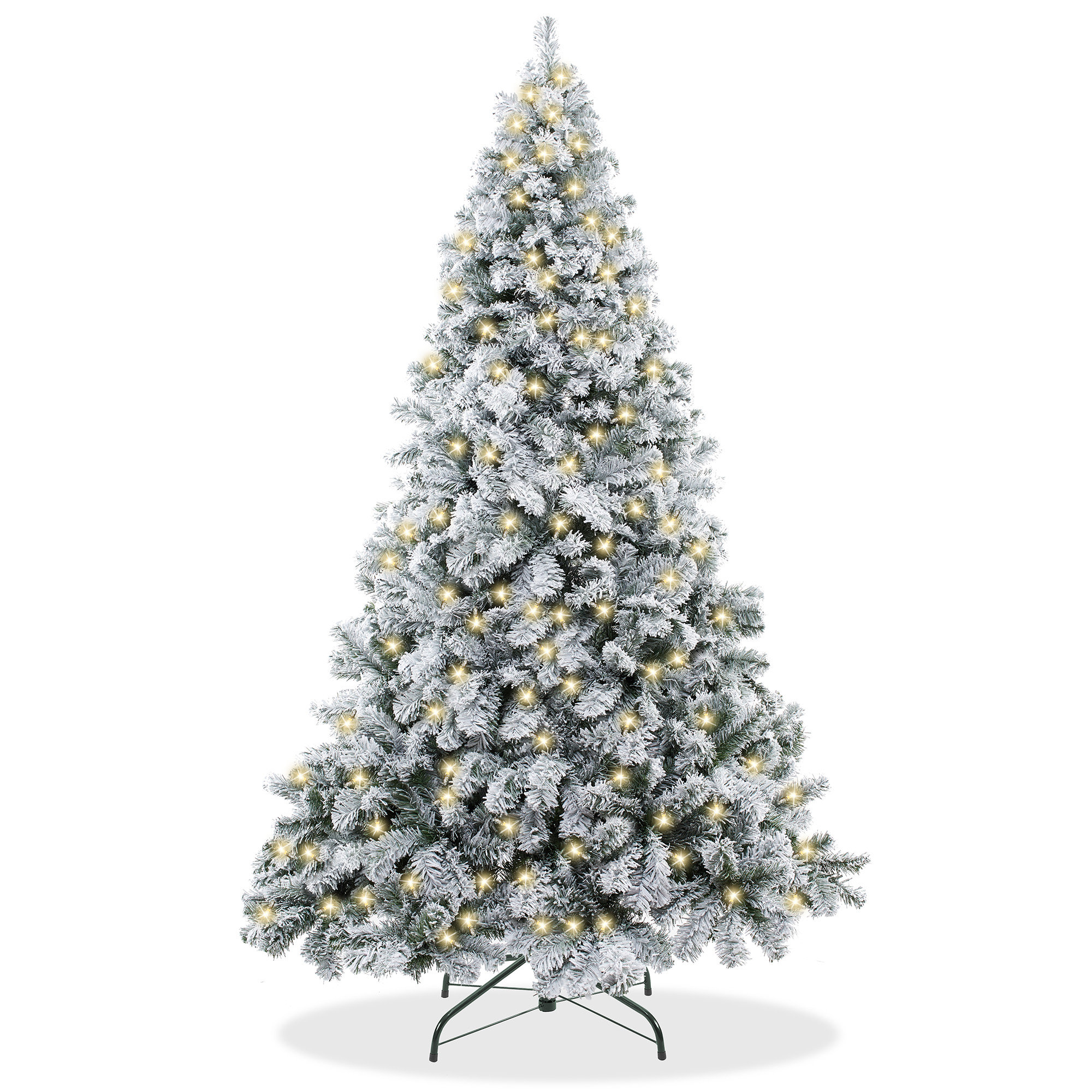 Casafield 6' Pre-Lit Artificial Flocked Pine Christmas Tree with Stand ...